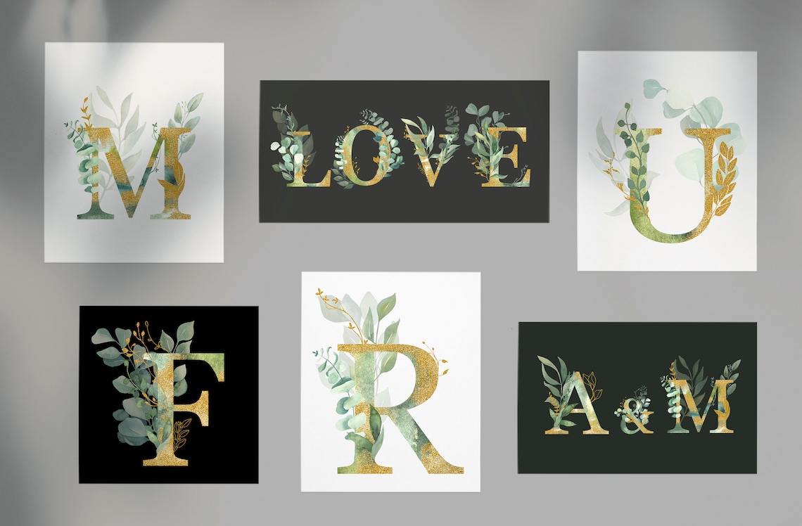 Eucalyptus Alphabet, Numbers Clipart Set, Greenery Letters, Eucalyptus ...