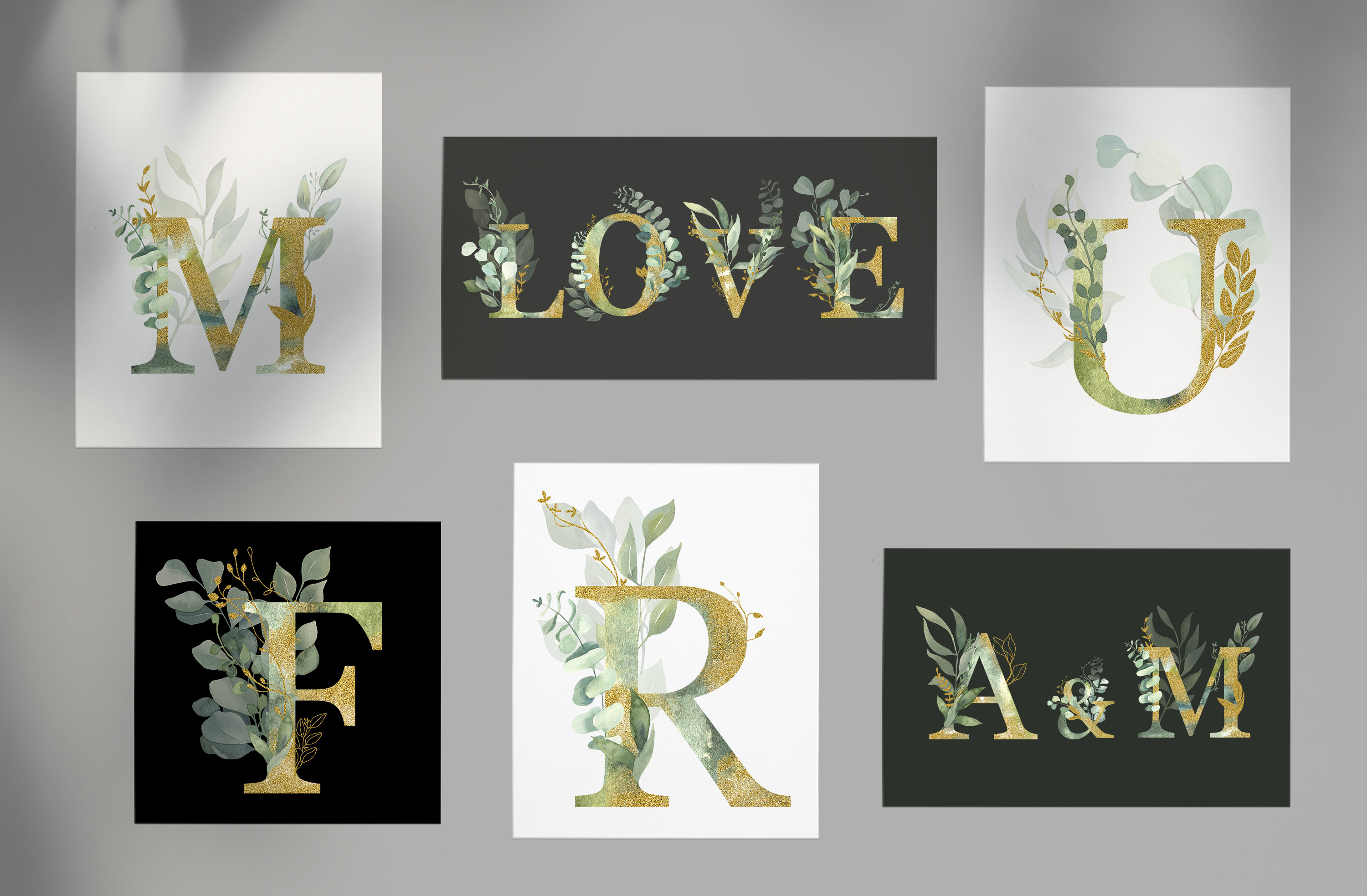 Eucalyptus Alphabet, Numbers Clipart Set, Greenery Letters, Eucalyptus ...