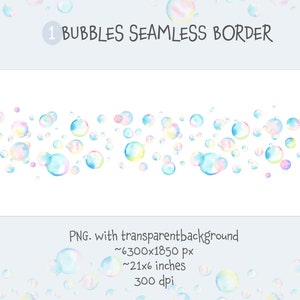 Watercolor Bubbles Seamless Border, PNG Frame, Bubbles Seamless Border ...
