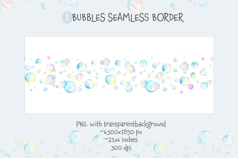 Watercolor Bubbles Seamless Border, PNG Frame, Bubbles Seamless Border ...