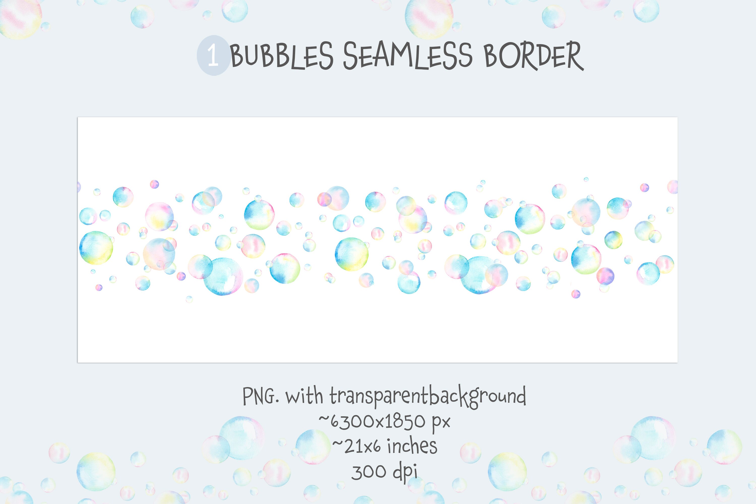 Watercolor Bubbles Seamless Border, PNG Frame, Bubbles Seamless Border ...