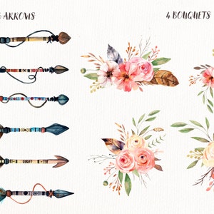 Watercolor Arrows Clipart Png. Tribal Ethnic Wedding Arrows Floral ...