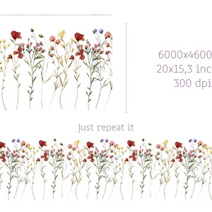 Wildflower Seamless Border Clipart, Floral Frame Image, Wildflower ...
