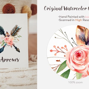 Watercolor Arrows Clipart Png. Tribal Ethnic Wedding Arrows Floral ...