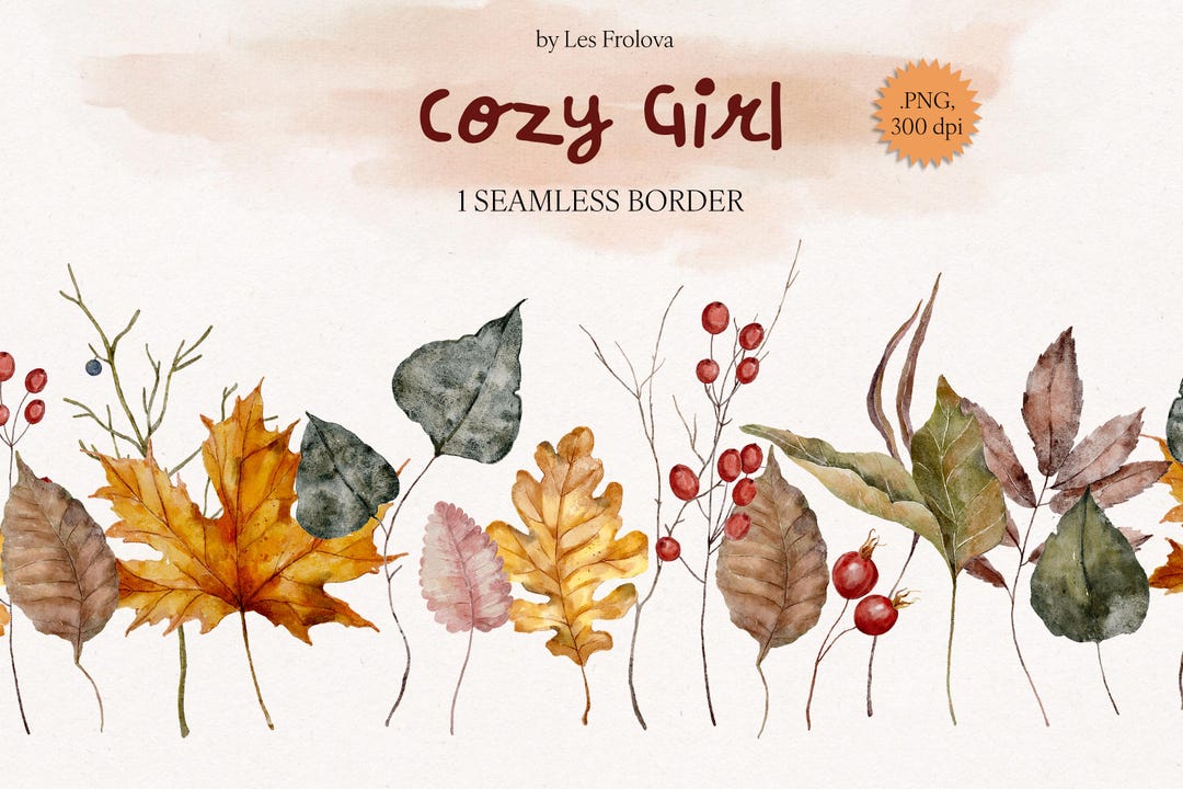 Watercolor Fall Leaves Seamless Border Clipart, Autumn Border, Leaves ...