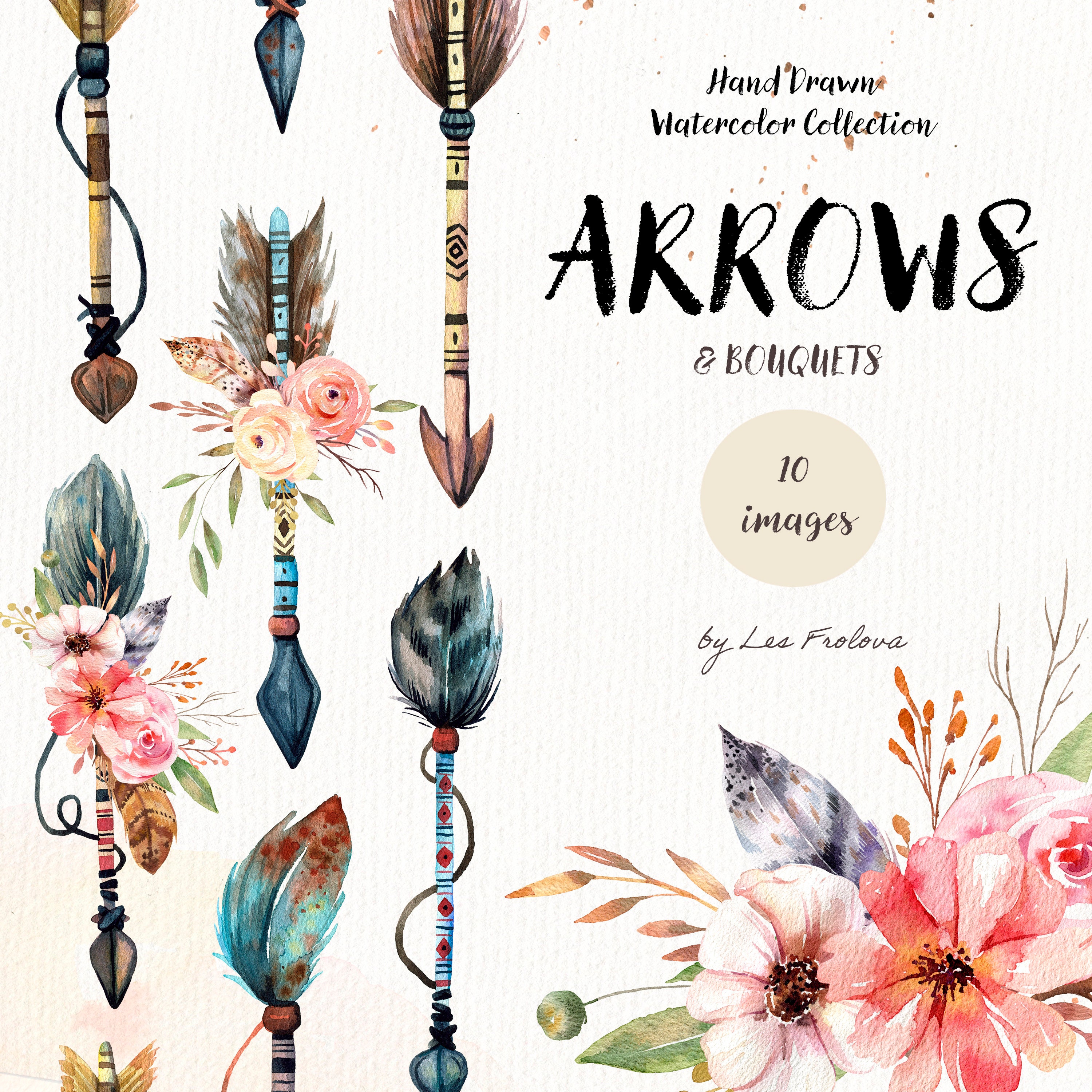 Watercolor Arrows Clipart Png. Tribal Ethnic Wedding Arrows Floral ...
