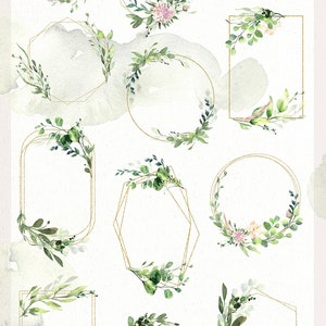 BIG Greenery Watercolor Collection. Eucalyptus Leaves Frames, Wreaths