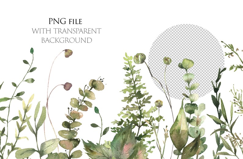 Watercolor Green Leaves Seamless Border Clipart, Summer Floral Border ...