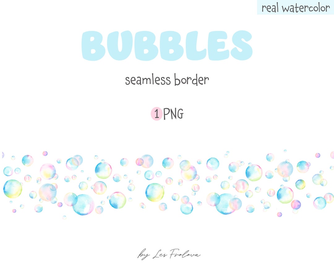 Watercolor Bubbles Seamless Border, PNG Frame, Bubbles Seamless Border ...