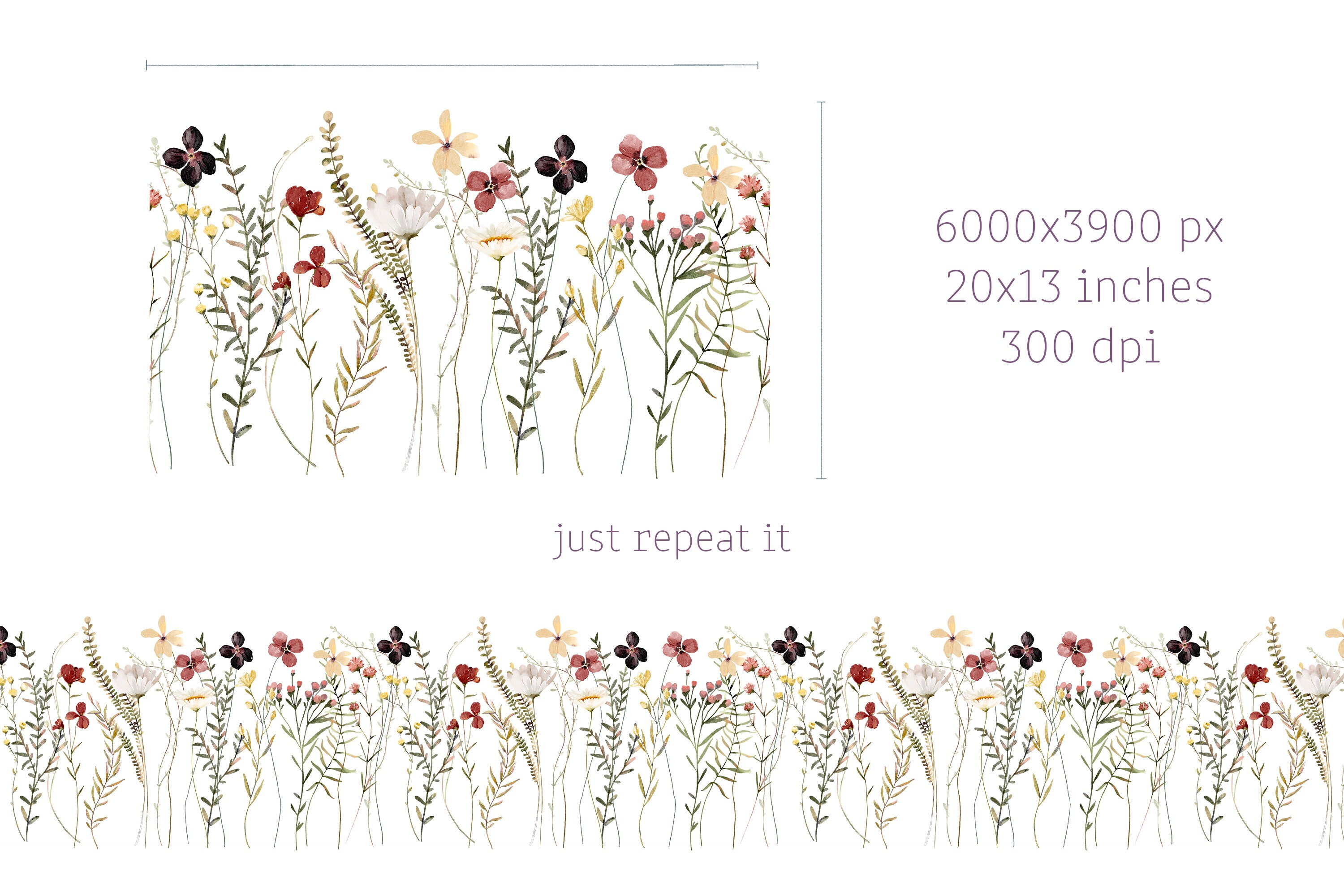 Floral Seamless Border Clipart PNG, Floral Frame Image, Wildflower ...