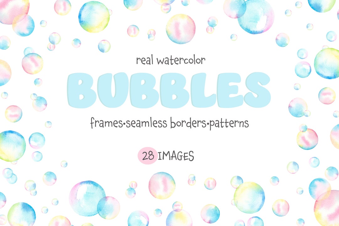 Watercolor Bubbles Clipart Collection, PNG Frame, Bubbles Seamless ...