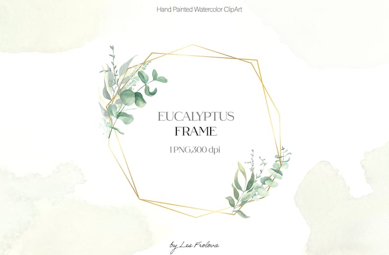 Watercolor Eucalyptus Frame Clipart, Greenery Leaves Frame, Digital ...