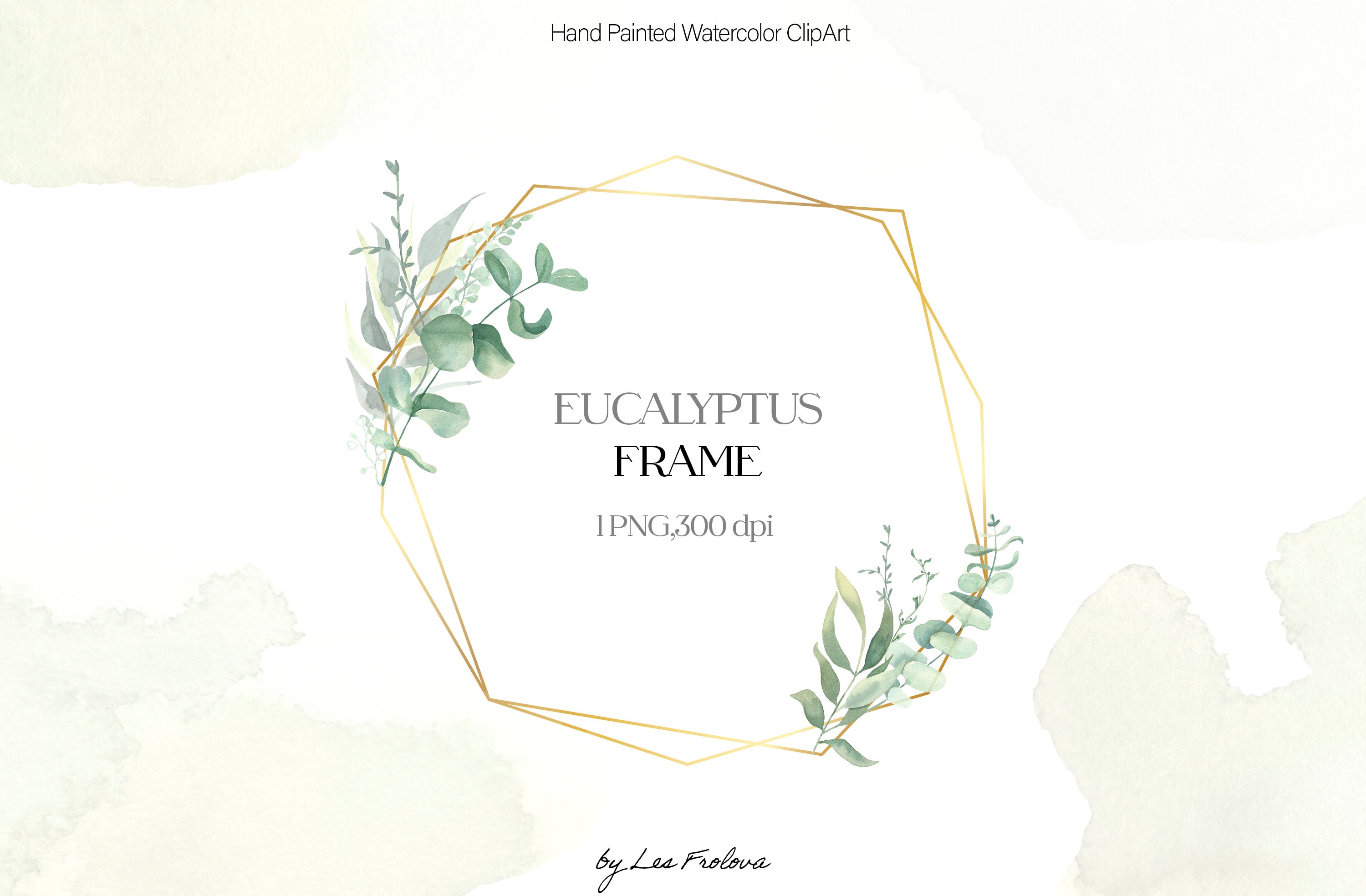 Watercolor Eucalyptus Frame Clipart, Greenery Leaves Frame, Digital ...