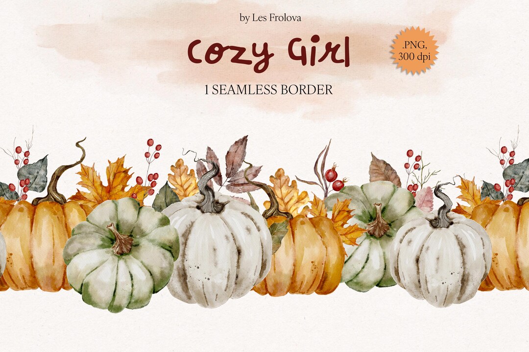 Fall Seamless Border Clipart, Pumpkin Border, Autumn Frame, Fall ...