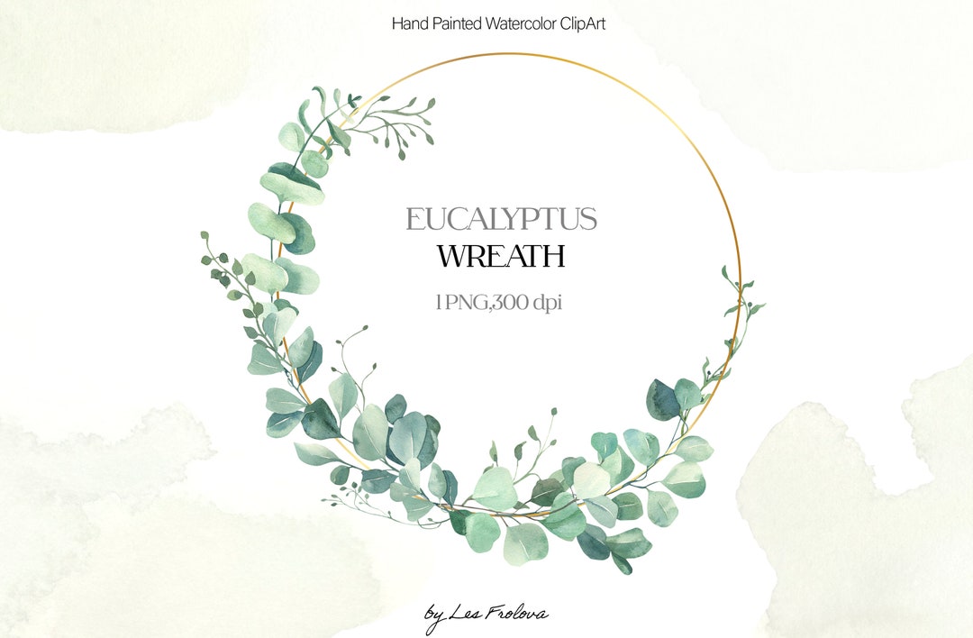 Eucalyptus Wreath, Greenery Watercolor Frame, Greenery Leaves Wreath ...