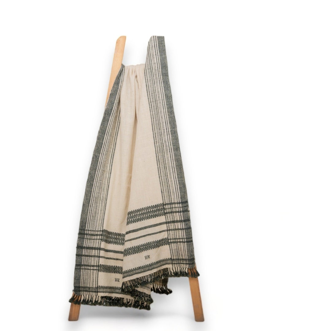 Cream Colored Throw Blanket Handmade From Indian Wool With Stunning ...