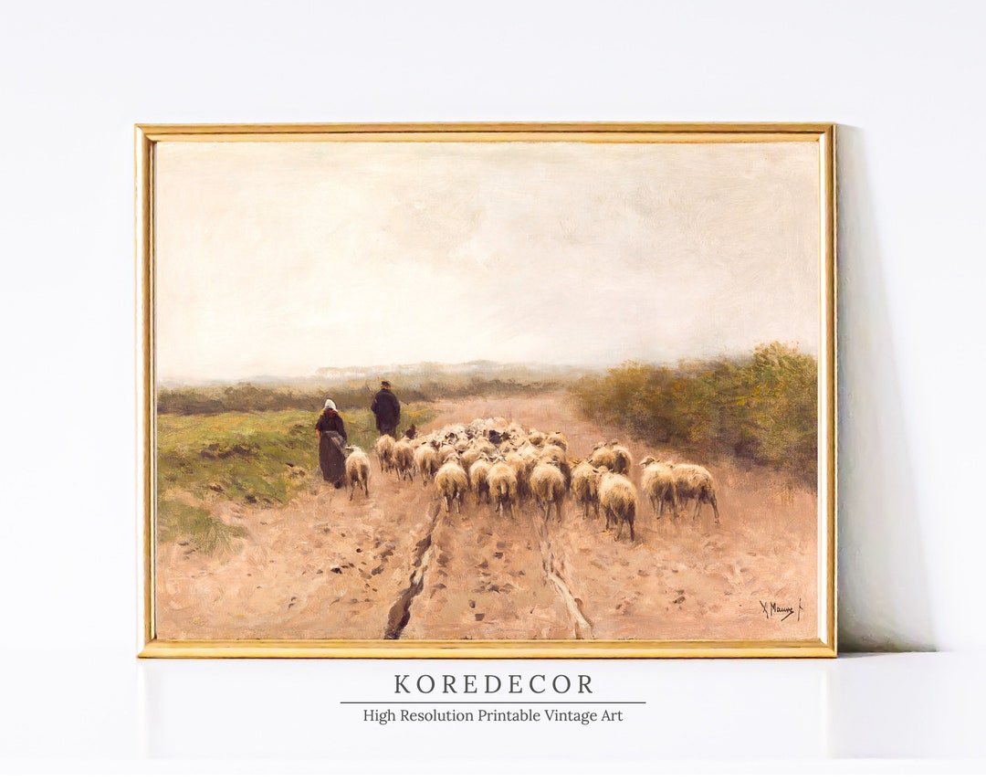 Digitally Download A Flock Landscape Art Vintage Digital Art Printable ...