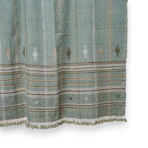 Artisanal Hand-spun Indian Wool Throw Blanket in Neutral Green Hue ...