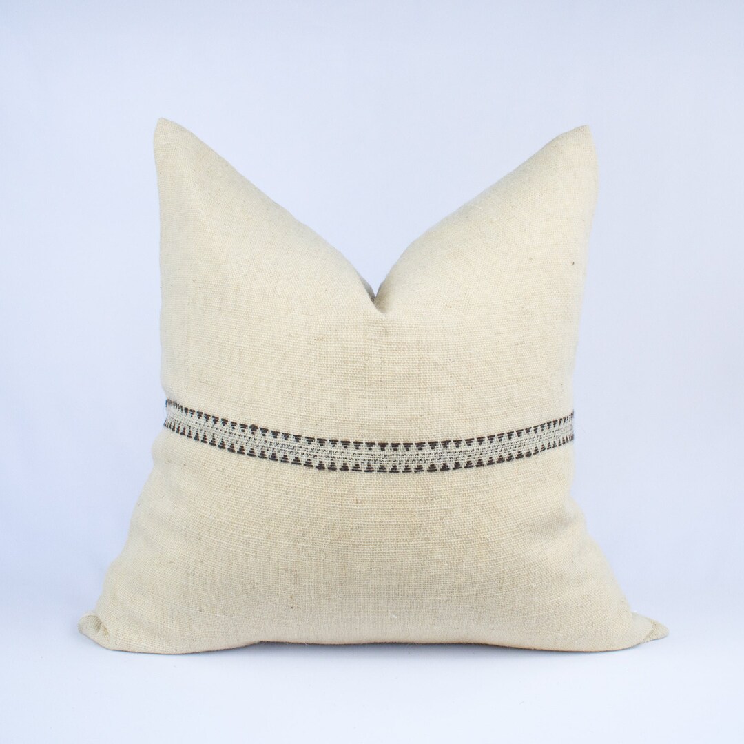 Neutral off White Indian Wool Sleek Designer Throw Pillow Cover in ...