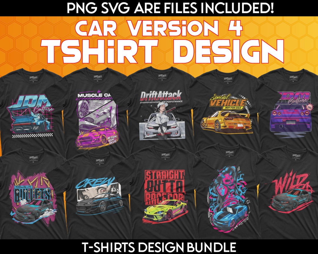 60 Car Designs V4 Bundle , T-shirt Design Bundle, Streetwear Designs ...