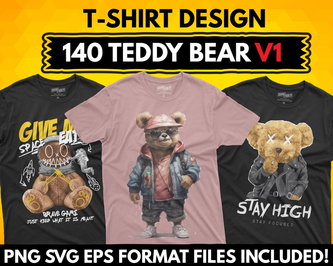 Teddy Bear 140 Svg PNG Eps, DTG, T-shirt Sublimation Digital, Bear T ...