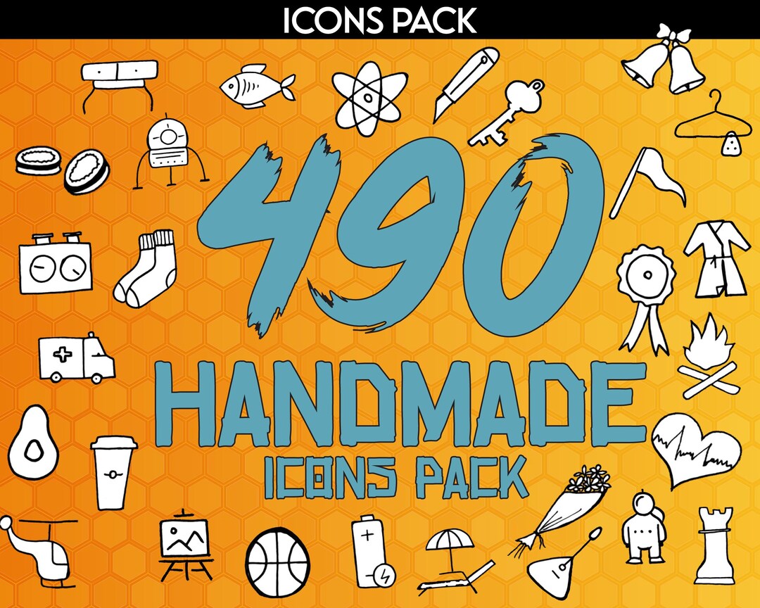490 Handmade Icons Pack for Web Designs, App Designs, and Wireframes - Etsy
