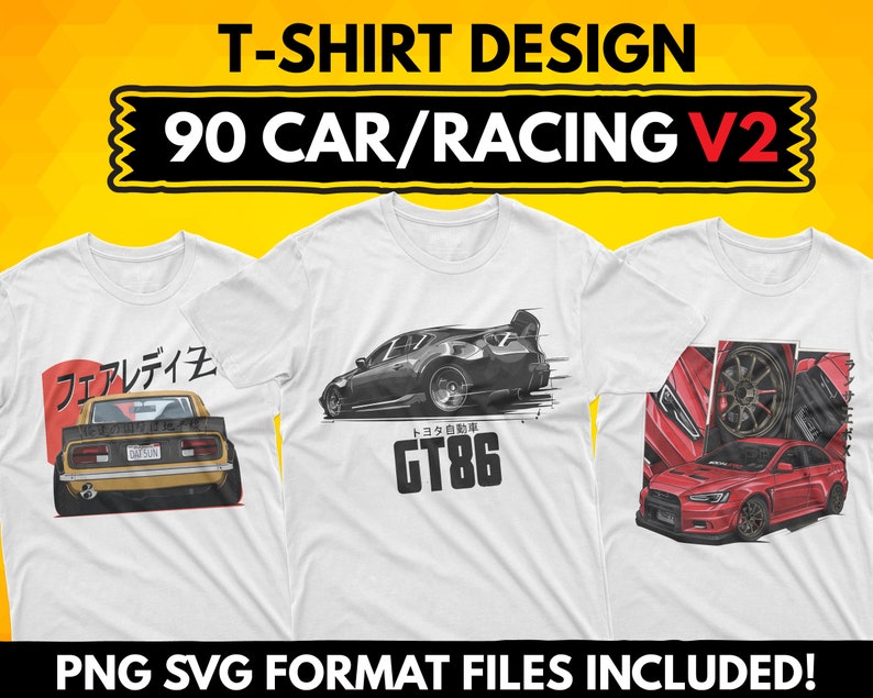 90 Sport Car/racing Designs V2 , T-shirt Design Bundle, Streetwear ...