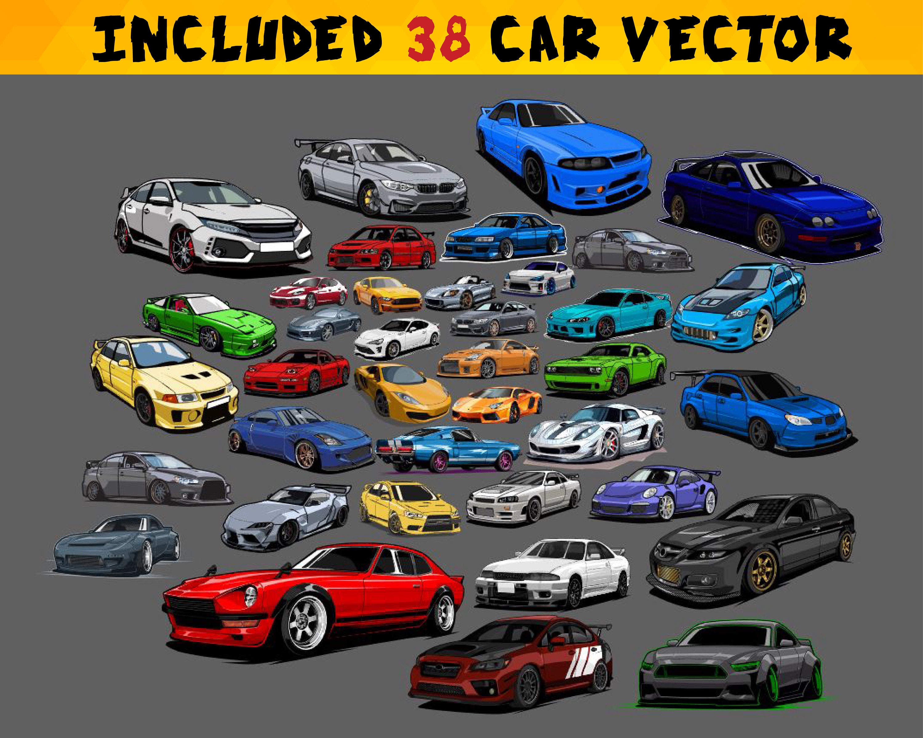 200 Car Designs V3 Bundle: Streetwear T-shirt Graphics (PNG, EPS, SVG ...