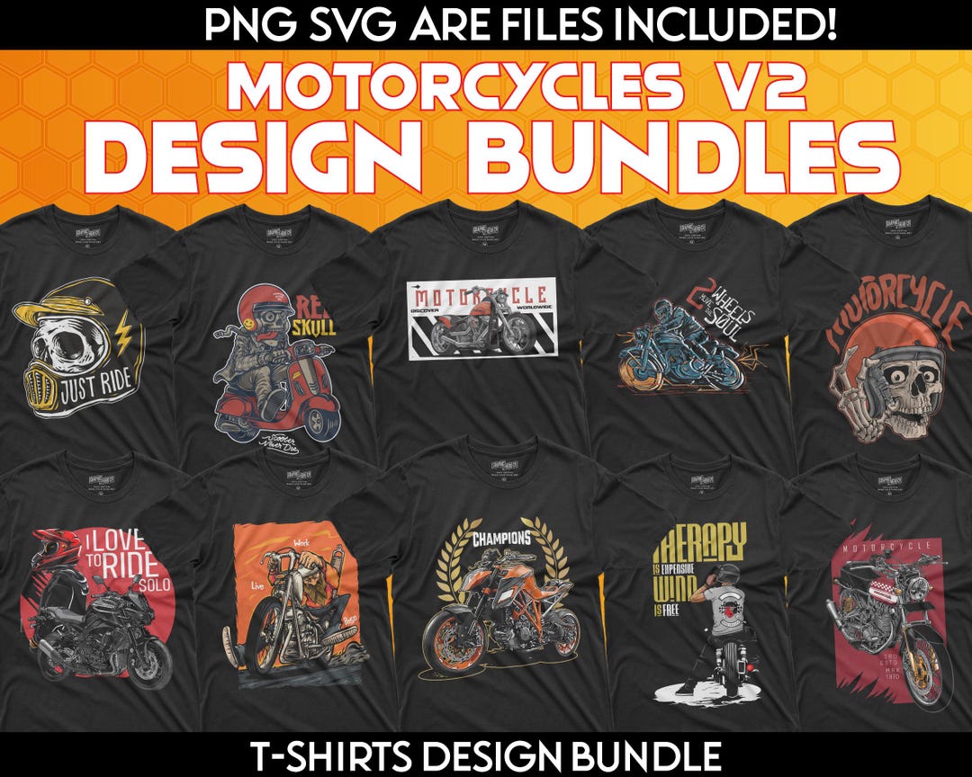 50 Motorcycle T-shirt Designs: Streetwear Graphics Bundle (PNG, SVG) - Etsy