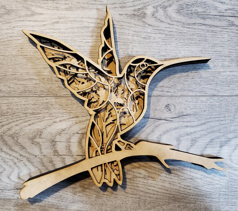 3D Laser Cut Hummingbird - Etsy