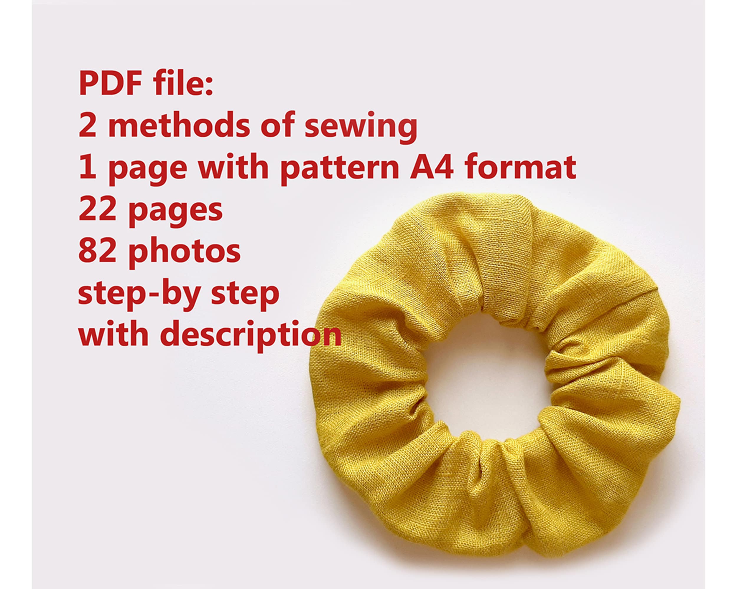Scrunchie Sewing Pattern PDF Knot Bow Scrunchie Set Fluffy Scrunchie ...