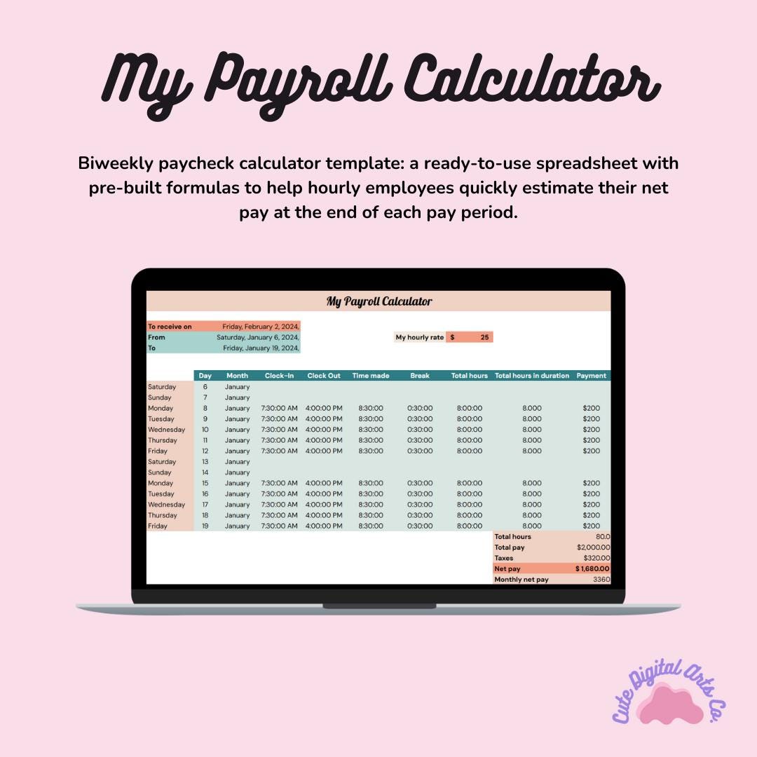 Bi-weekly CAD Paycheck Calculator | Hourly Employee Excel Template - Etsy