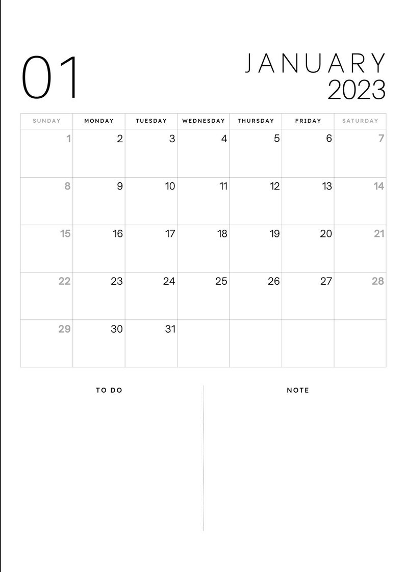 2023 Calendar Printable Digital Monthly Planner Minimalist - Etsy