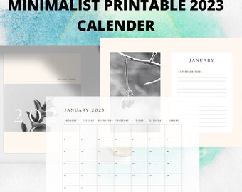 2023 Calendar Printable Digital Monthly Planner Minimalist - Etsy