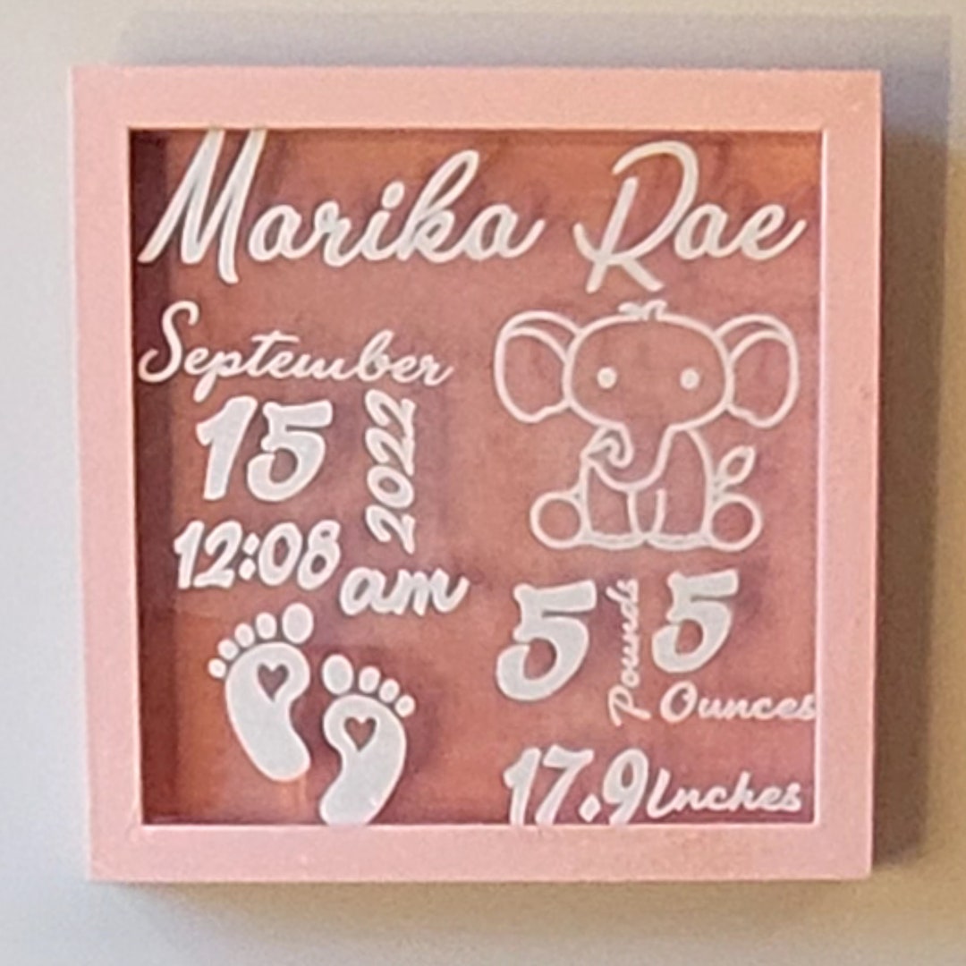 Custom Nursery Birth Stat Shadow Box - Etsy