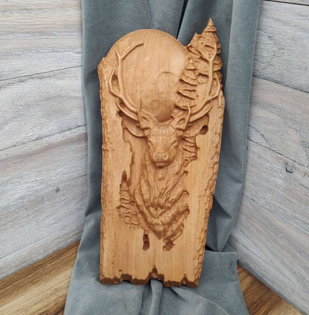 Wood Deer Wood Gift Wall Art Wildlife Wall Decor Deer Head Trophy ...