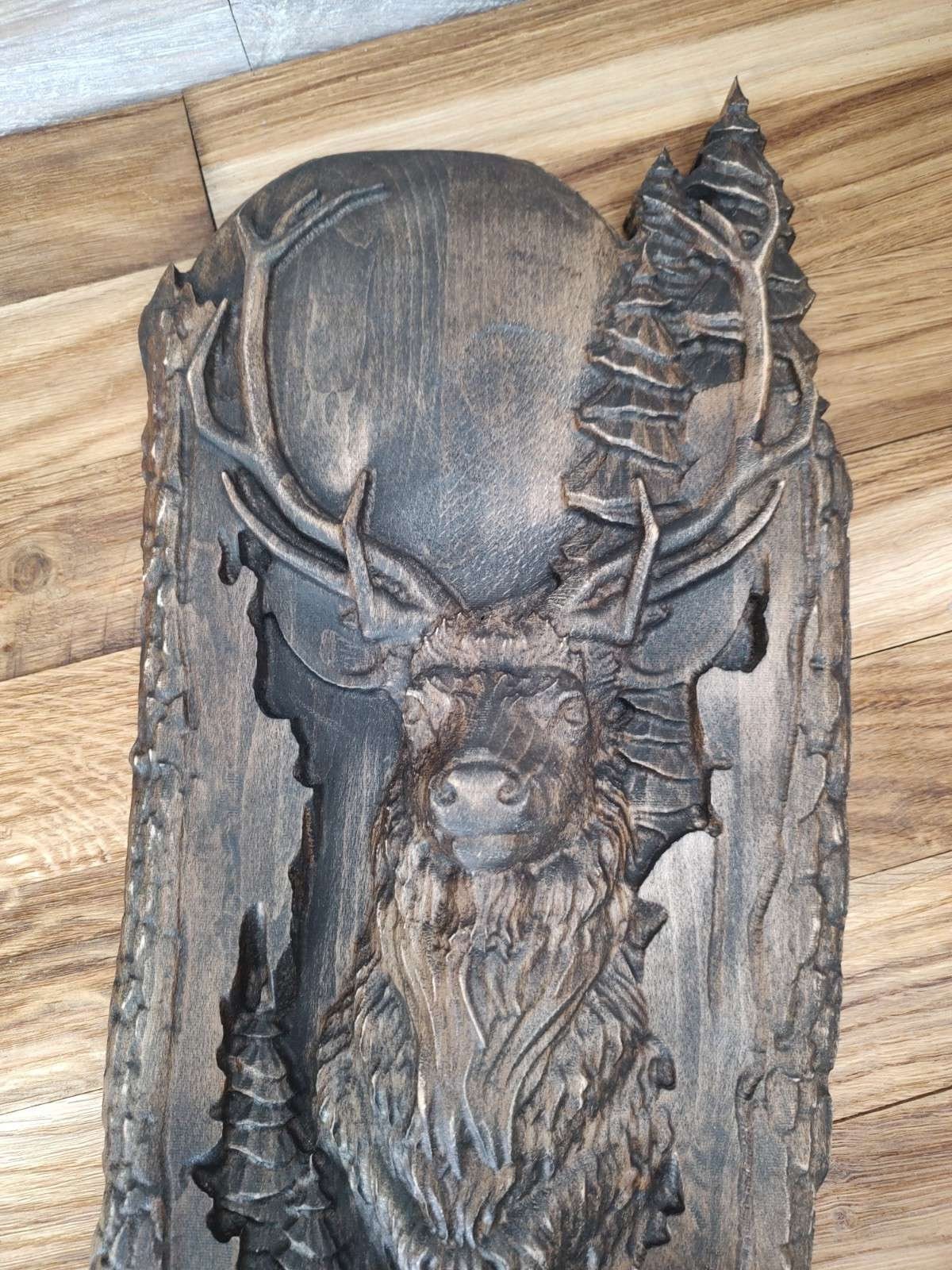 Wood Deer Wood Gift Wall Art Wildlife Wall Decor Deer Head Trophy ...