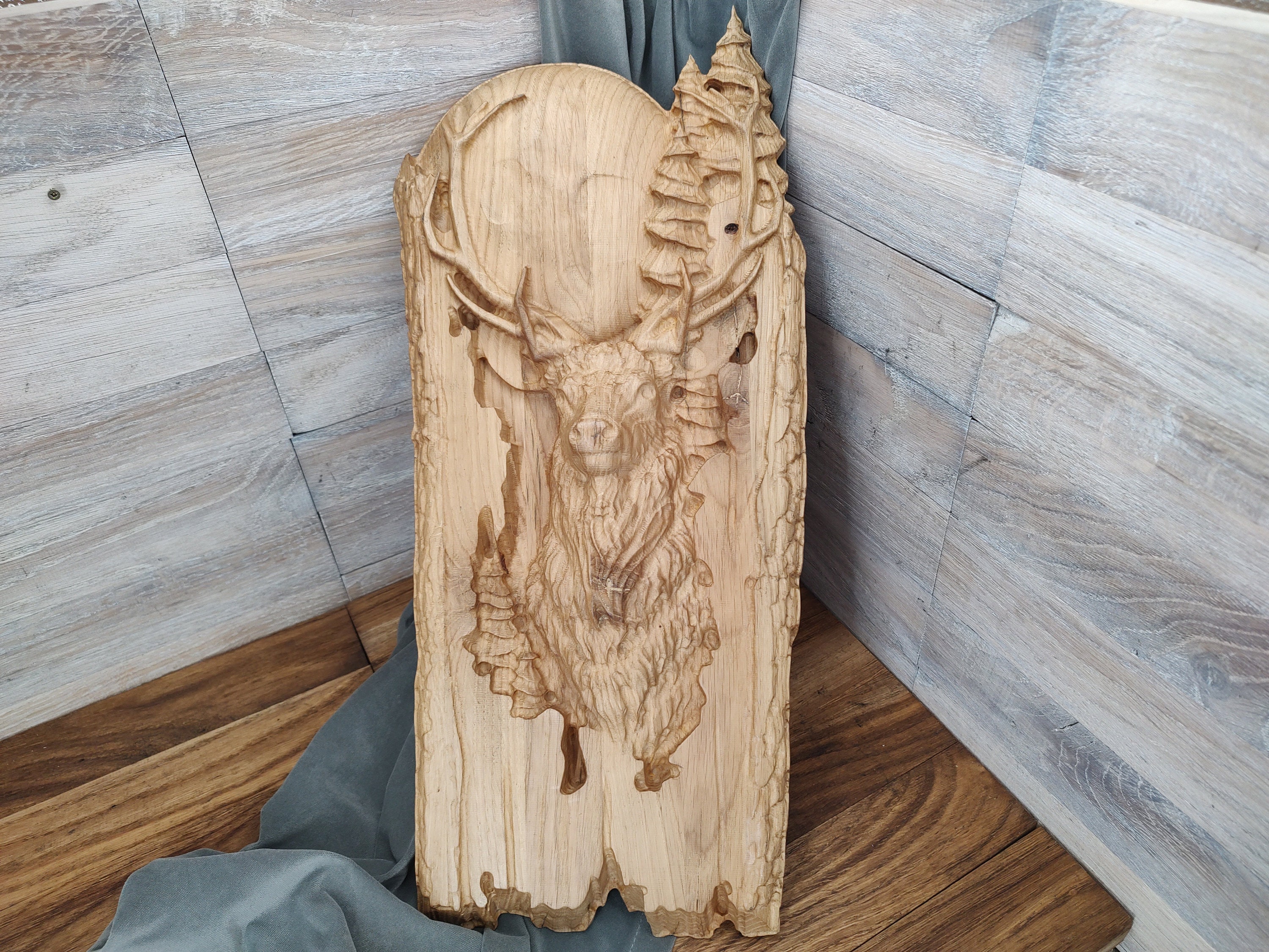 Wood Deer Wood Gift Wall Art Wildlife Wall Decor Deer Head Trophy ...