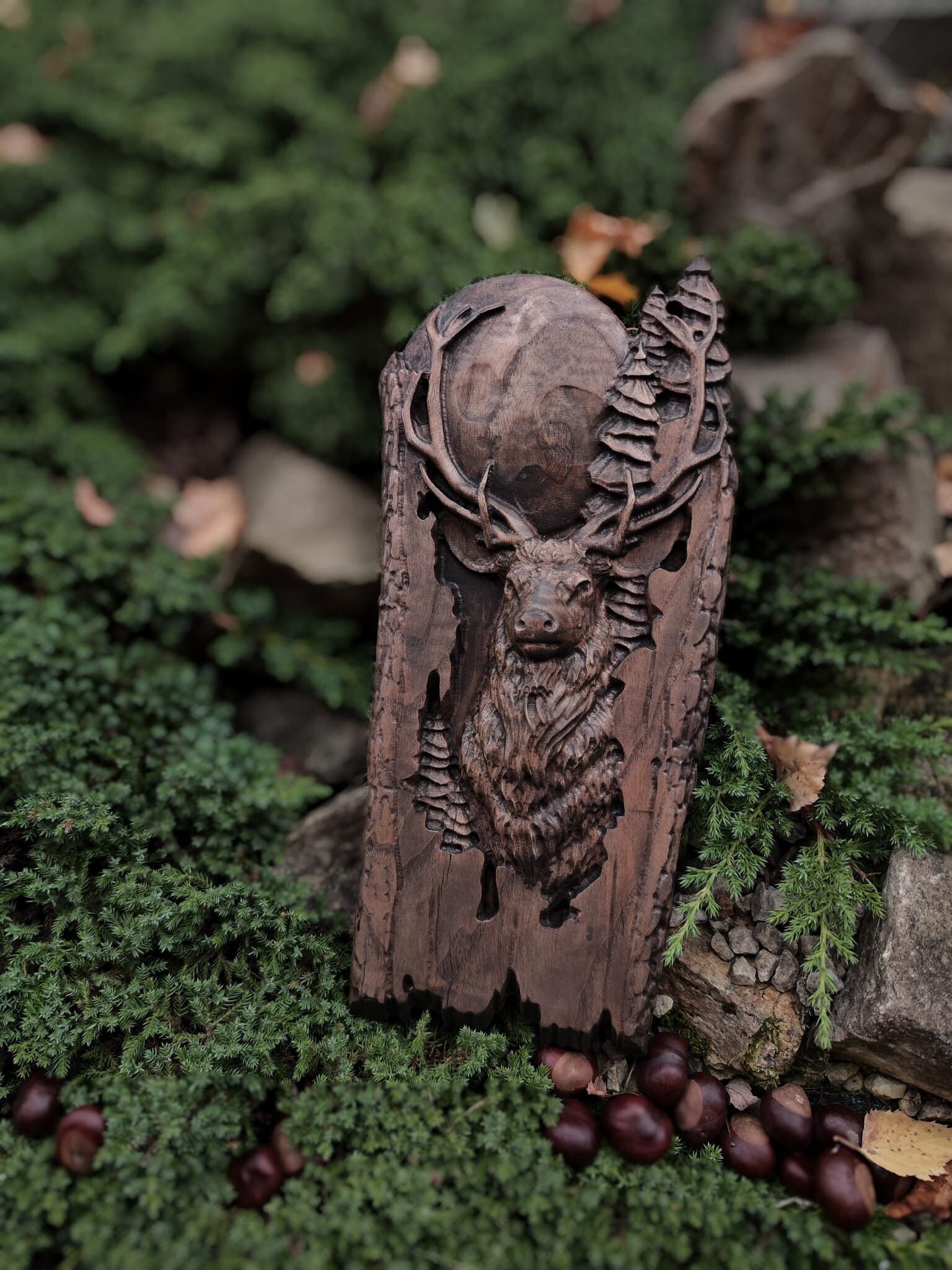 Wood Deer Wood Gift Wall Art Wildlife Wall Decor Deer Head Trophy ...