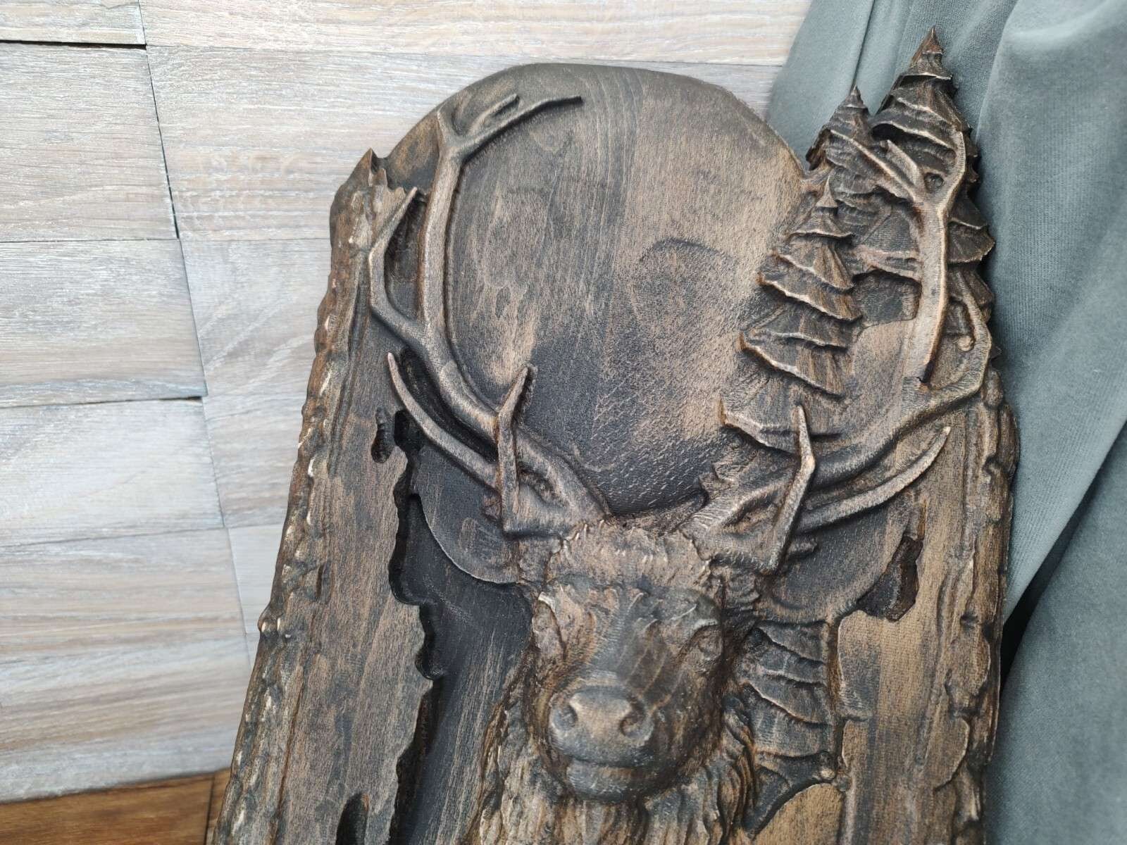 Wood Deer Wood Gift Wall Art Wildlife Wall Decor Deer Head Trophy ...