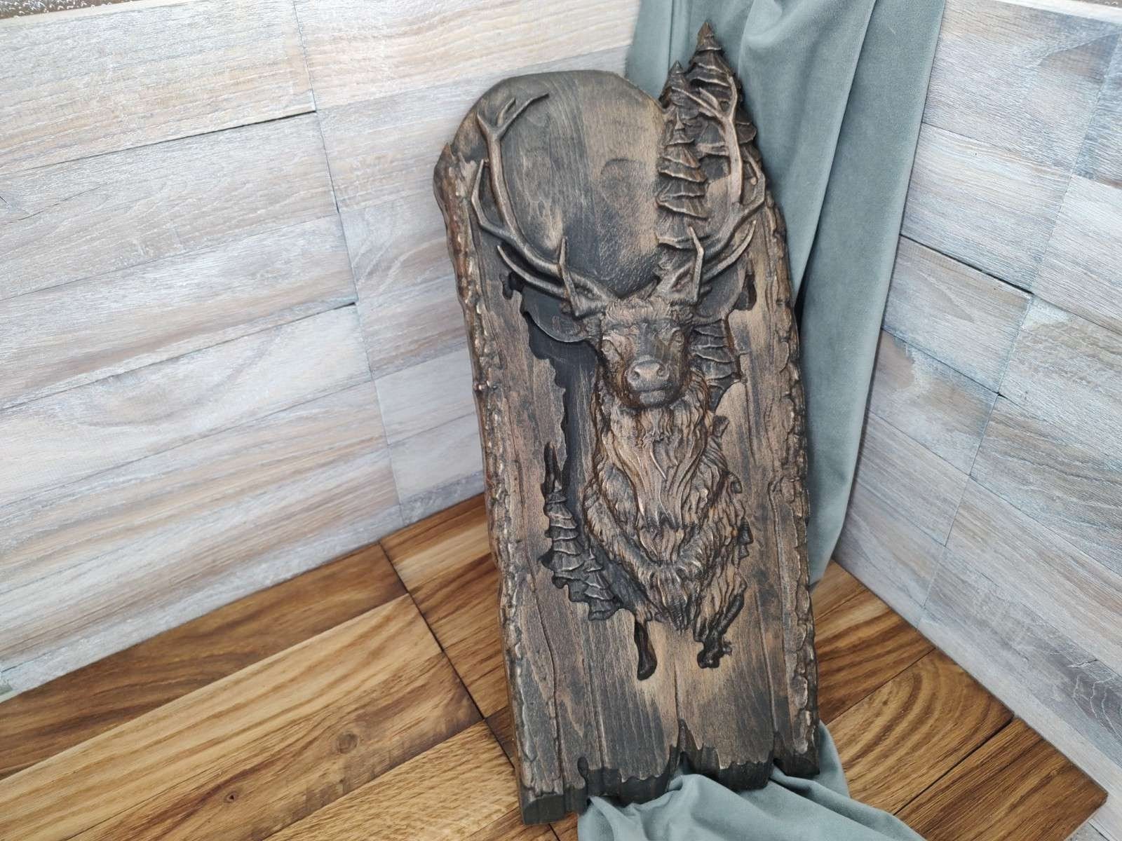 Wood Deer Wood Gift Wall Art Wildlife Wall Decor Deer Head Trophy ...