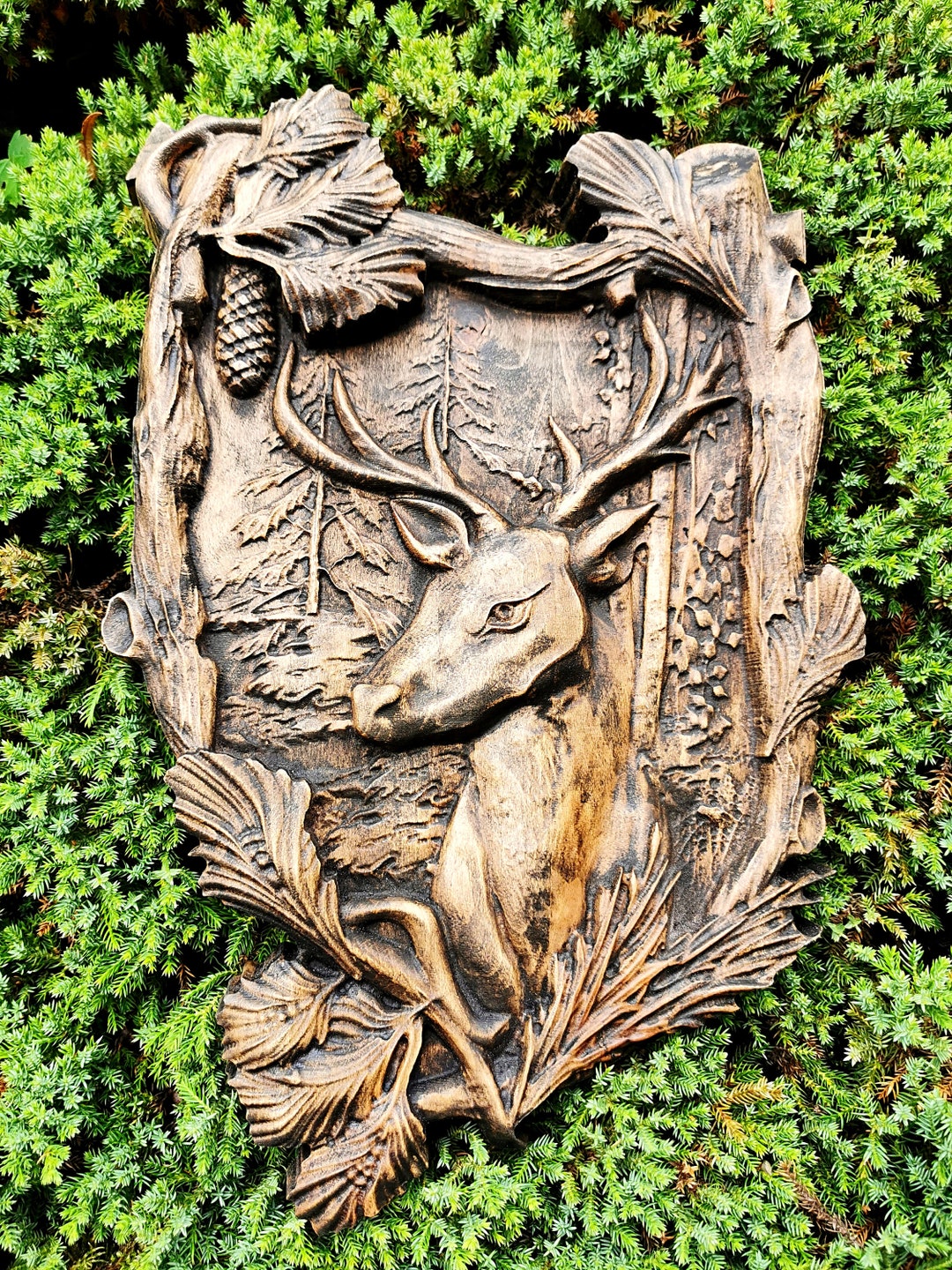 Wood Deer Wood Gift Wall Art Wildlife Wall Decor Deer Head Trophy ...