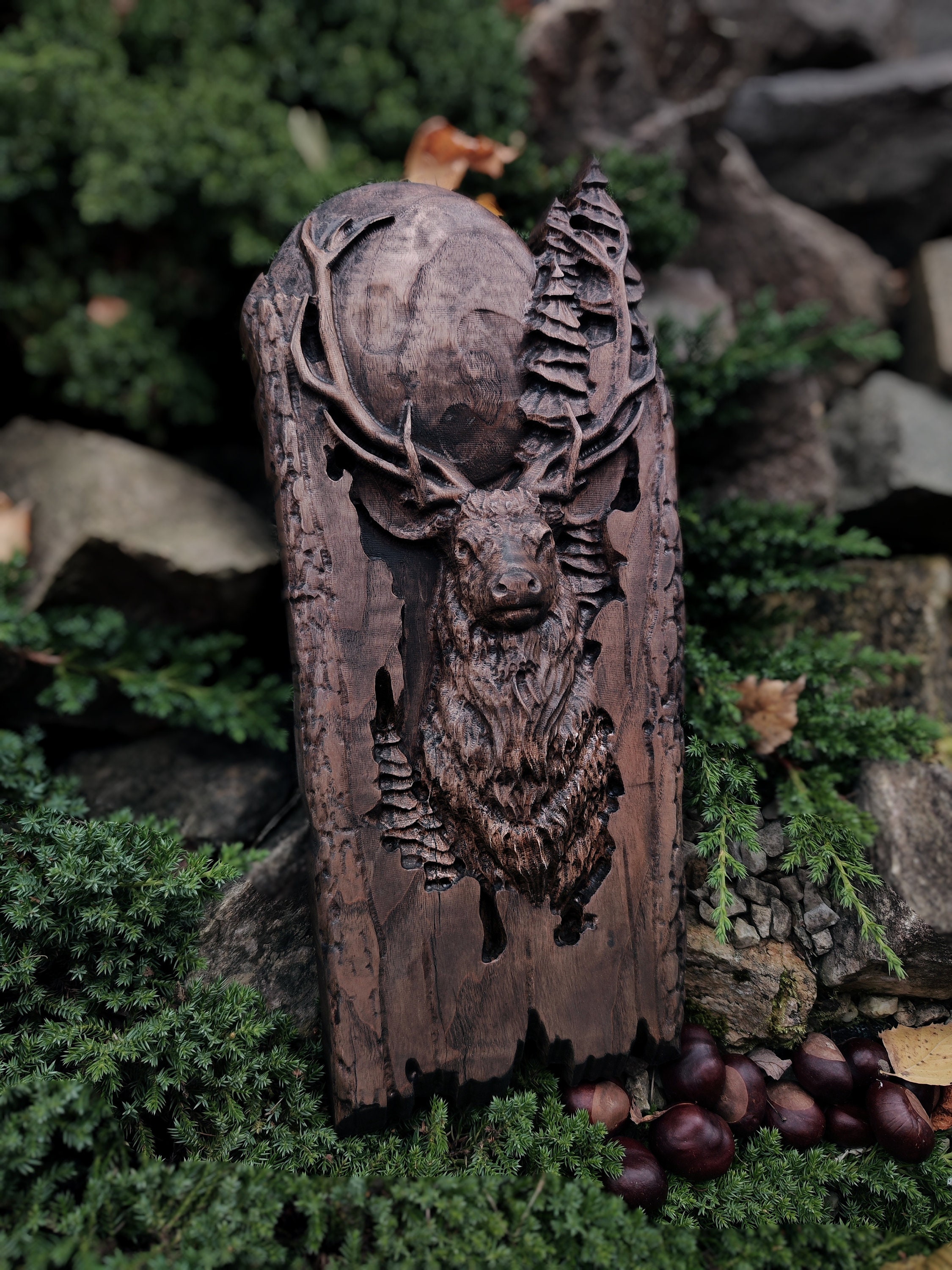 Wood Deer Wood Gift Wall Art Wildlife Wall Decor Deer Head Trophy ...