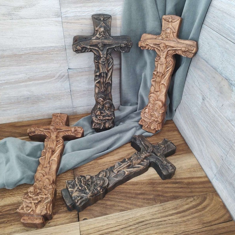Wooden Carved Cross - Etsy