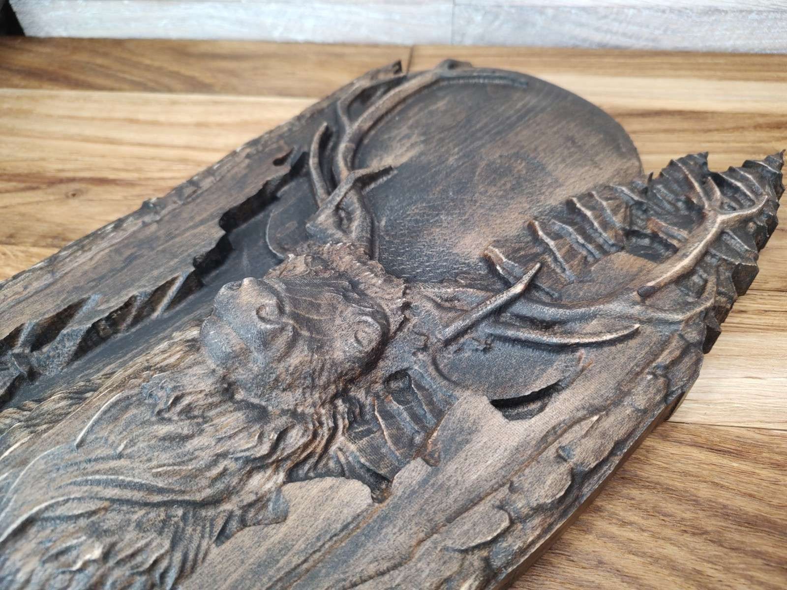 Wood Deer Wood Gift Wall Art Wildlife Wall Decor Deer Head Trophy ...