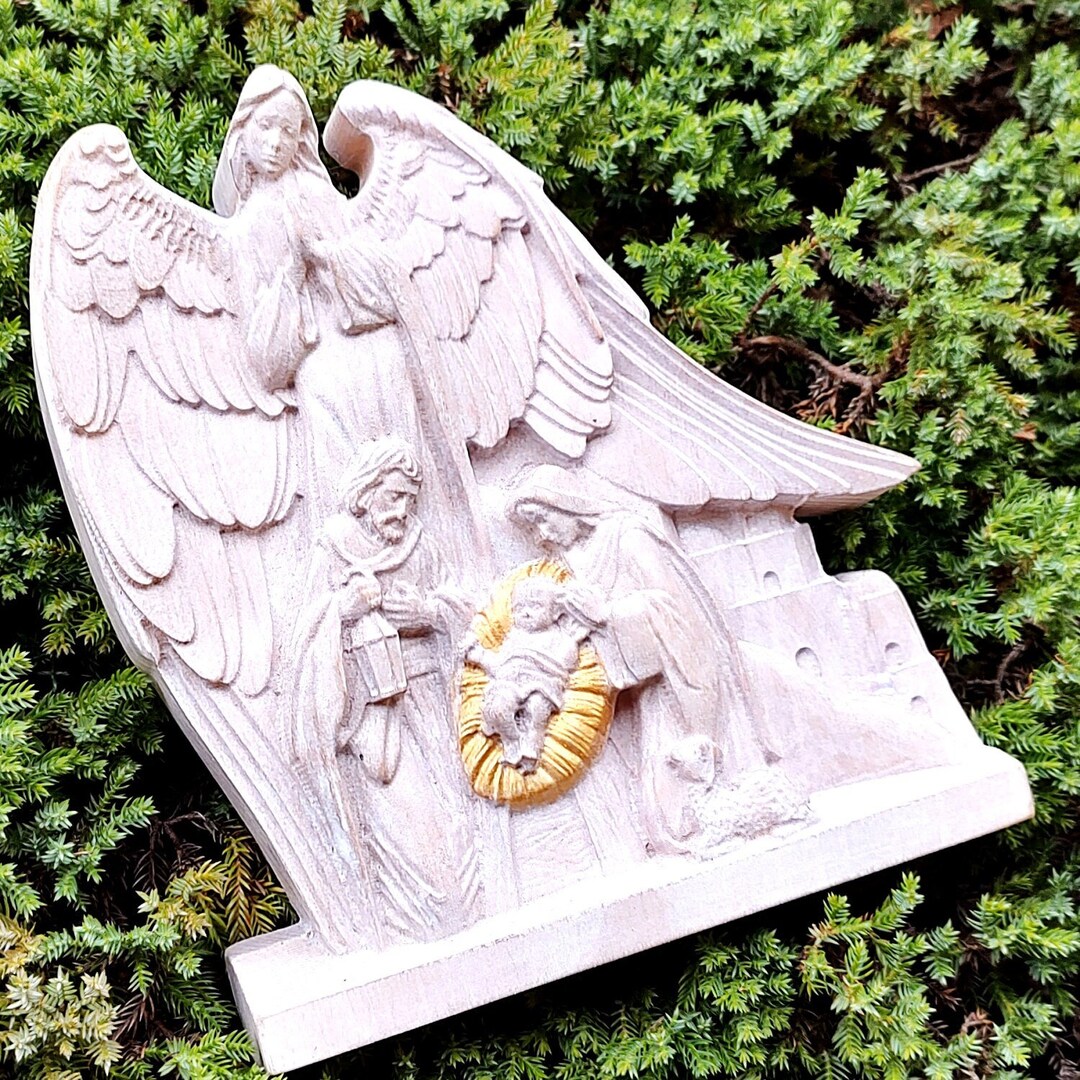 Wall Wooden Image Statuette Icon Guardian Angel Holy Family Bethlehem ...
