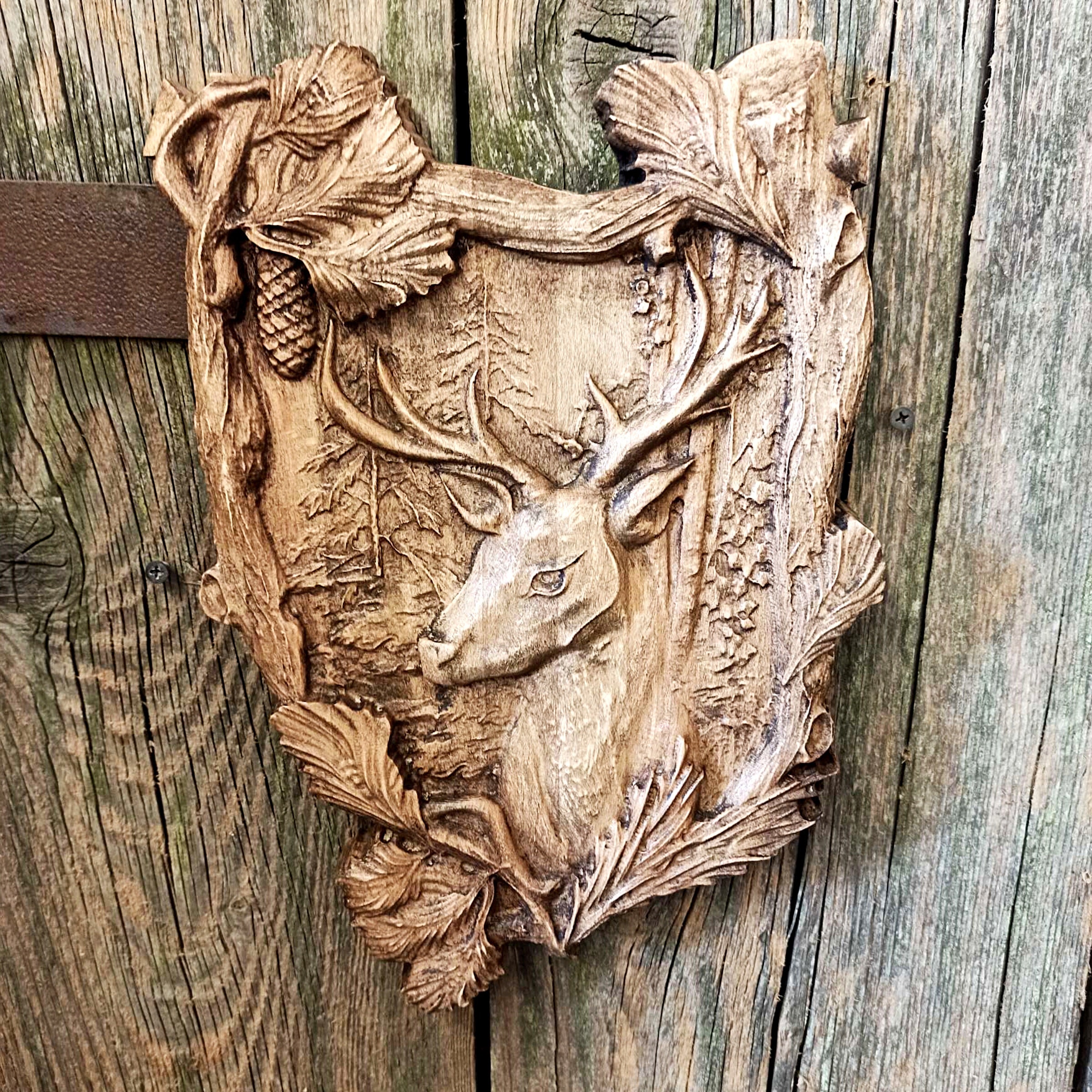 Wood Deer Wood Gift Wall Art Wildlife Wall Decor Deer Head Trophy ...