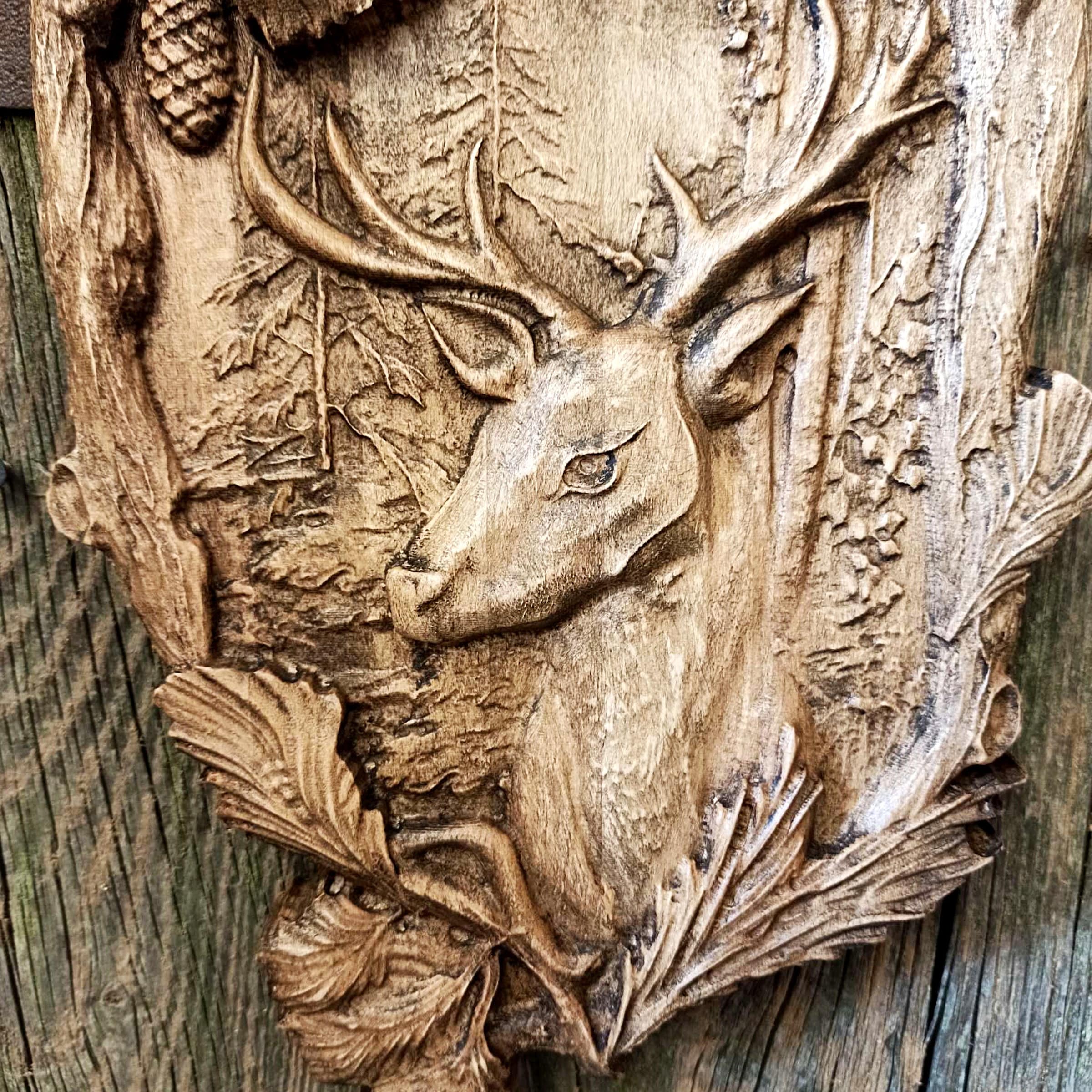 Wood Deer Wood Gift Wall Art Wildlife Wall Decor Deer Head Trophy ...