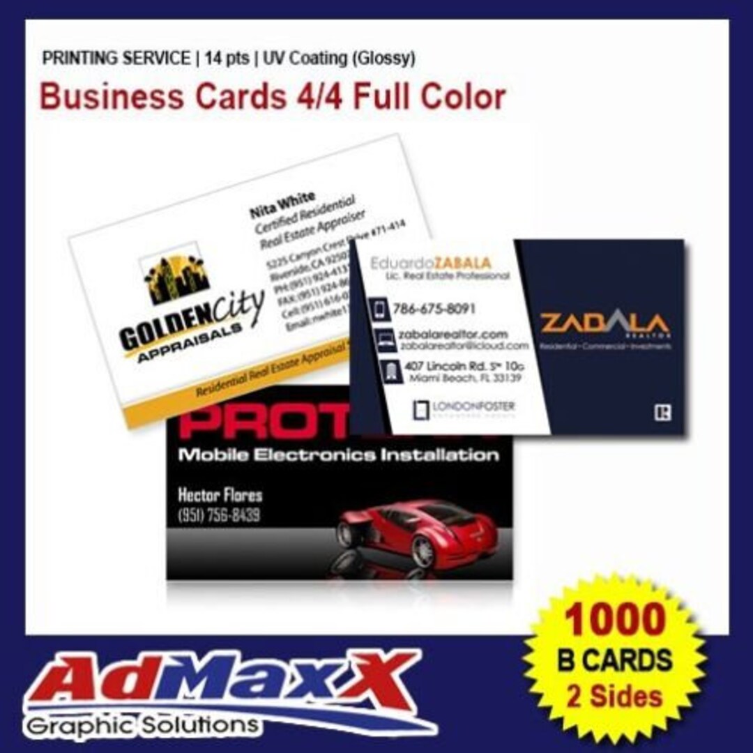 1000 Business Cards, 14 Pts, UV Coating (glossy), 2 Sides - Etsy