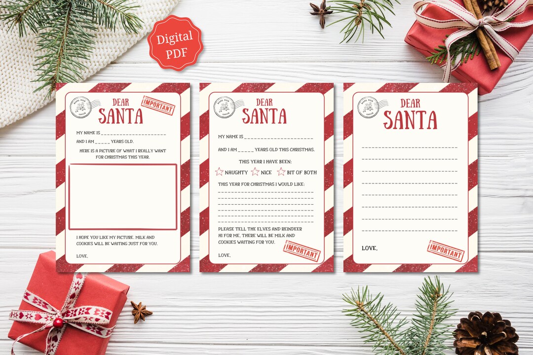 Carta a Santa Imprimible BUNDLE, Querido Santa Imprimible, Lista de ...